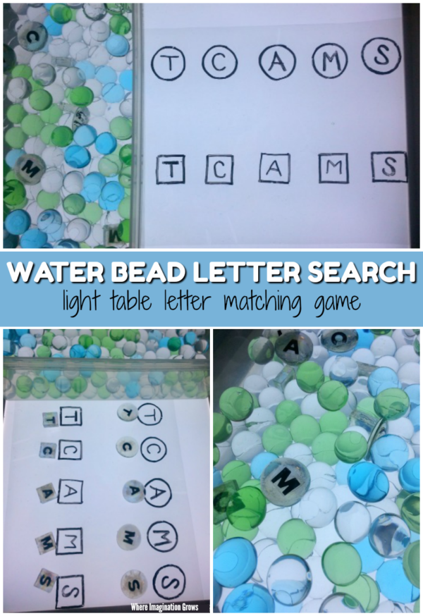Water Bead Letter Matching Game for the Light Table - Where Imagination ...