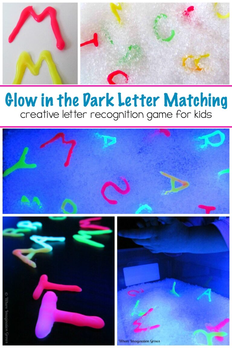 Glow in the Dark Letter Matching Sensory Bin - Where Imagination Grows