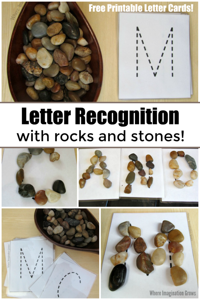 Letter Recognition Practice with Rocks - Where Imagination Grows