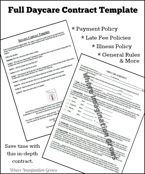 Home Daycare Contract Handbook Template Where Imagination Grows