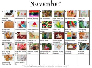 30 Days of Kids Activities for November! Free Activity Calendar - Where ...
