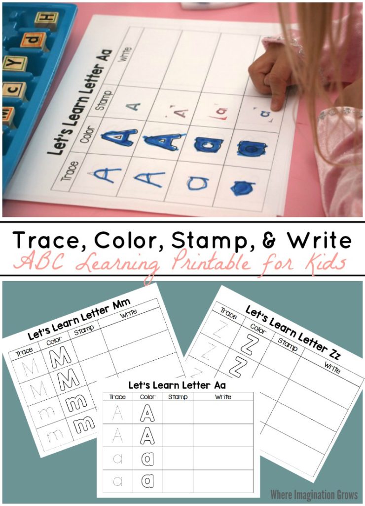 Trace, Color, Stamp & Write - ABC Printable for Kids - Where ...