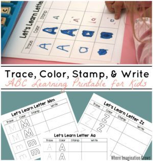 Trace, Color, Stamp & Write Printable - Where Imagination Grows