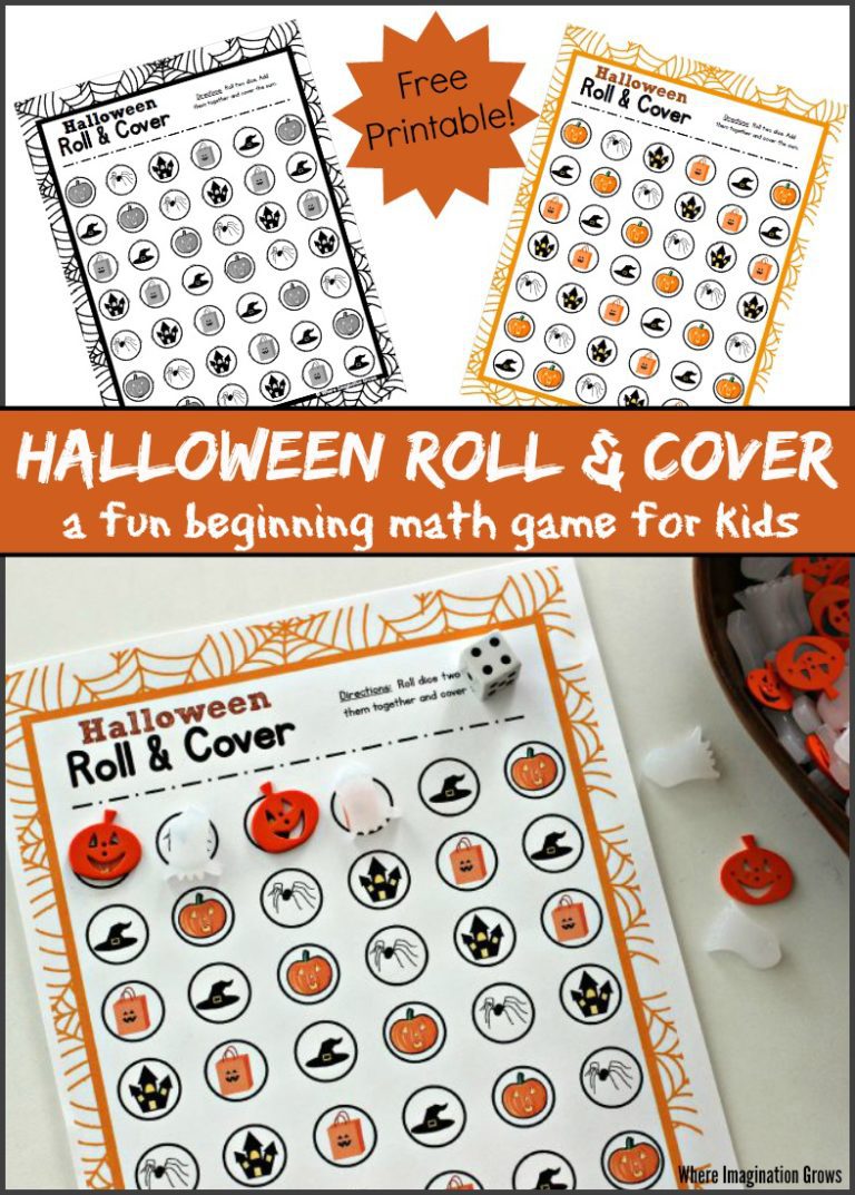 Free Preschool Roll & Cover Halloween Math Game - Where Imagination Grows