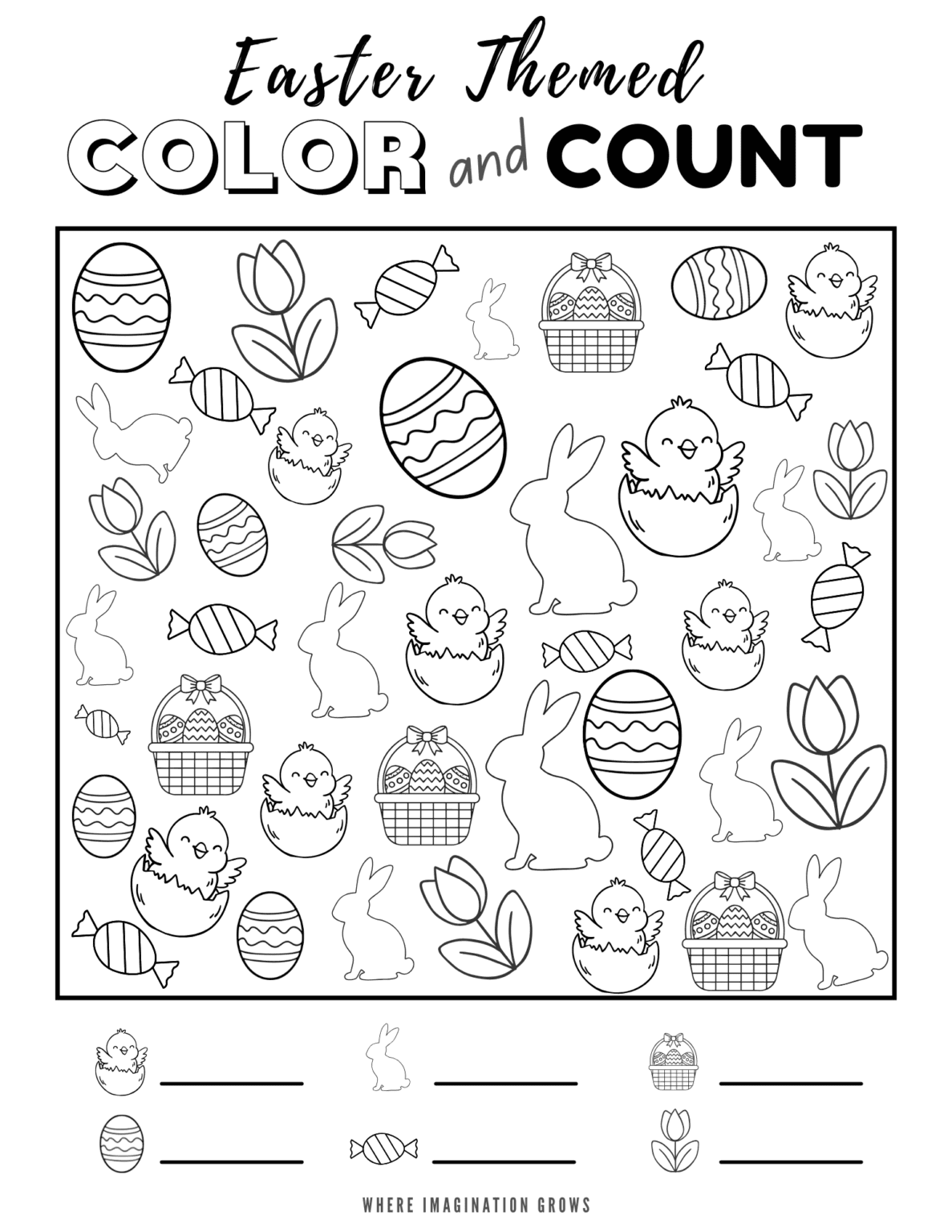 Easter Color and Count Printable for Preschoolers - Where Imagination Grows